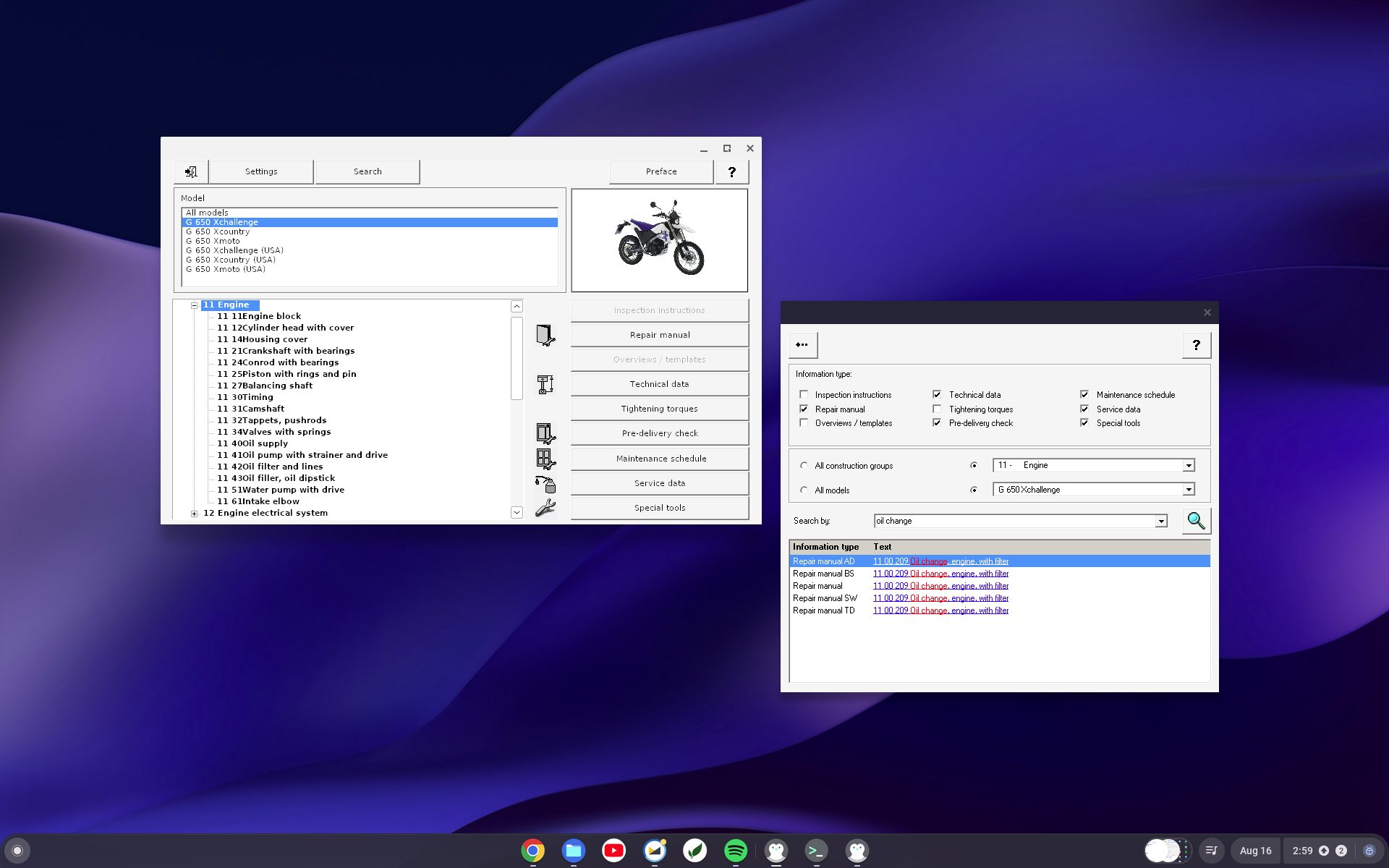 Maintaining a BMW G 650 Xchallenge with ChromeOS - Reid Burke